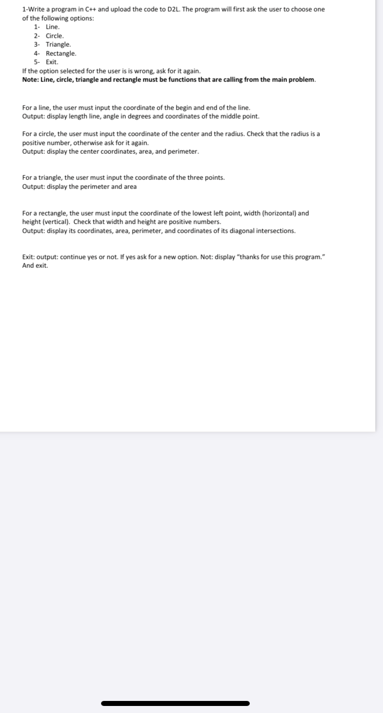 Solved 1-Write a program in C++ and upload the code to D2L. | Chegg.com