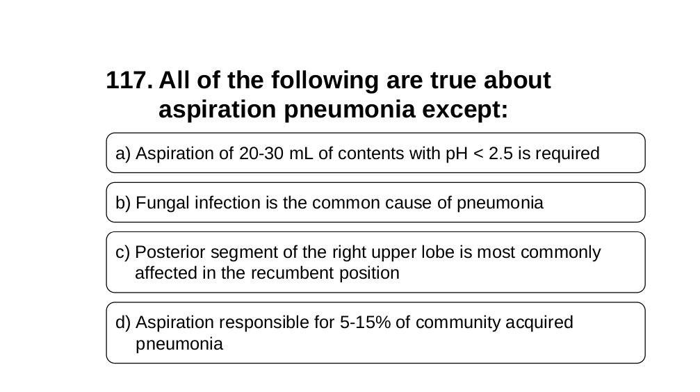 Solved 117. All of the following are true about aspiration | Chegg.com