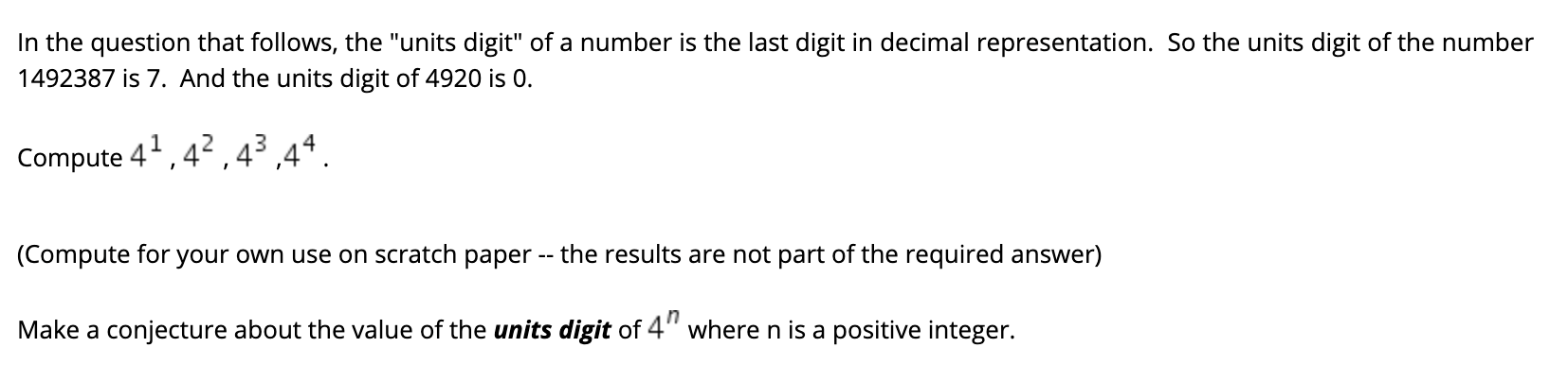 Solved In the question that follows, the "units digit" of a | Chegg.com