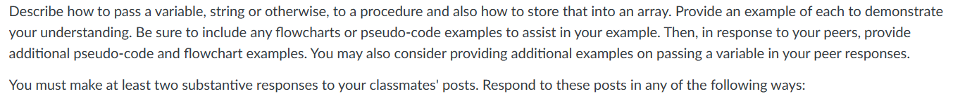 Solved Describe how to pass a variable, string or otherwise, | Chegg.com