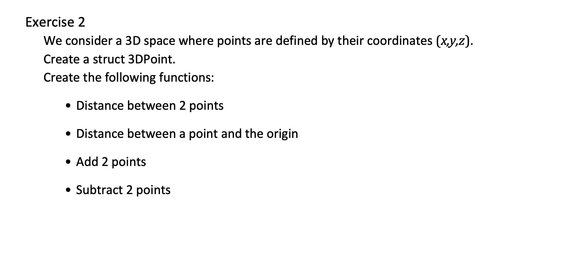 Solved Exercise 2 We Consider A 3d Space Where Points Are 