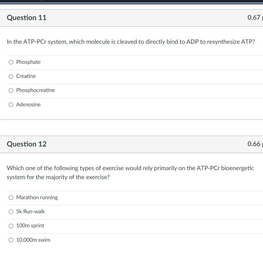 Solved In the ATP-PCr system, which molecule is cleaved to | Chegg.com
