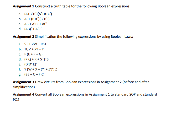 Solved Assignment 1 construct A Truth Table For The