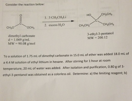 Solved Consider the reaction below: 1. 3 CHỊCH Li HO CH2CH3 | Chegg.com