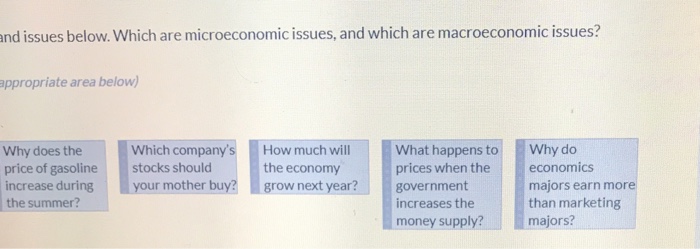 Solved and issues below. Which are microeconomic issues, and | Chegg.com