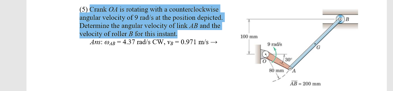 Solved (5) Crank OA is rotating with a counterclockwise | Chegg.com