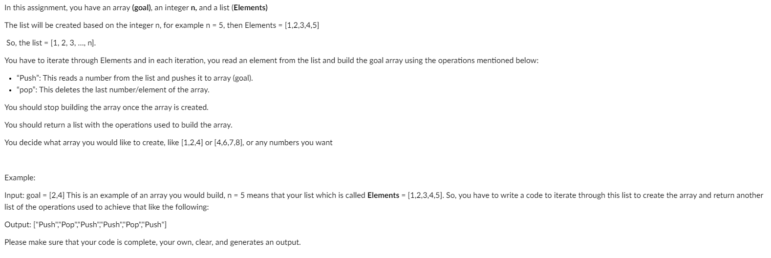 Solved In this assignment, you have an array (goal), an | Chegg.com