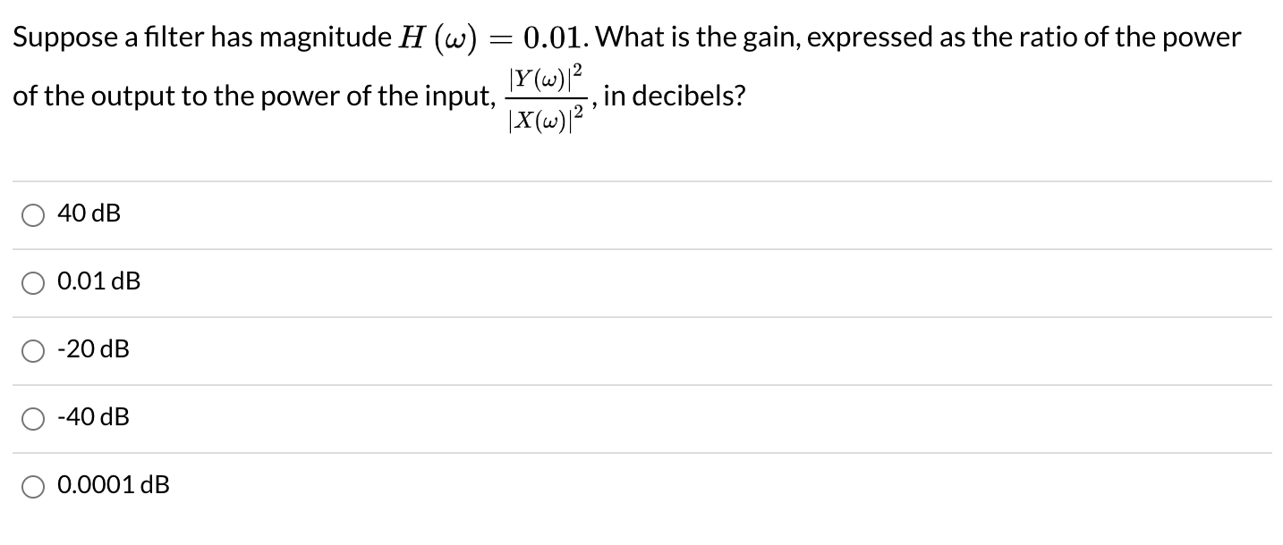 Solved Suppose the a signal is convolved with a filter H (W) | Chegg.com