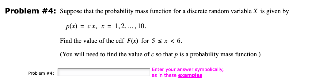 Solved oblem \#4: Suppose that the probability mass function | Chegg.com