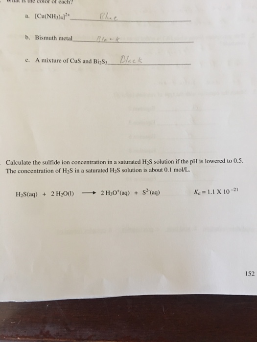 Solved istne color of each a. ICU(NH1 b. Bismuth metal c. A | Chegg.com