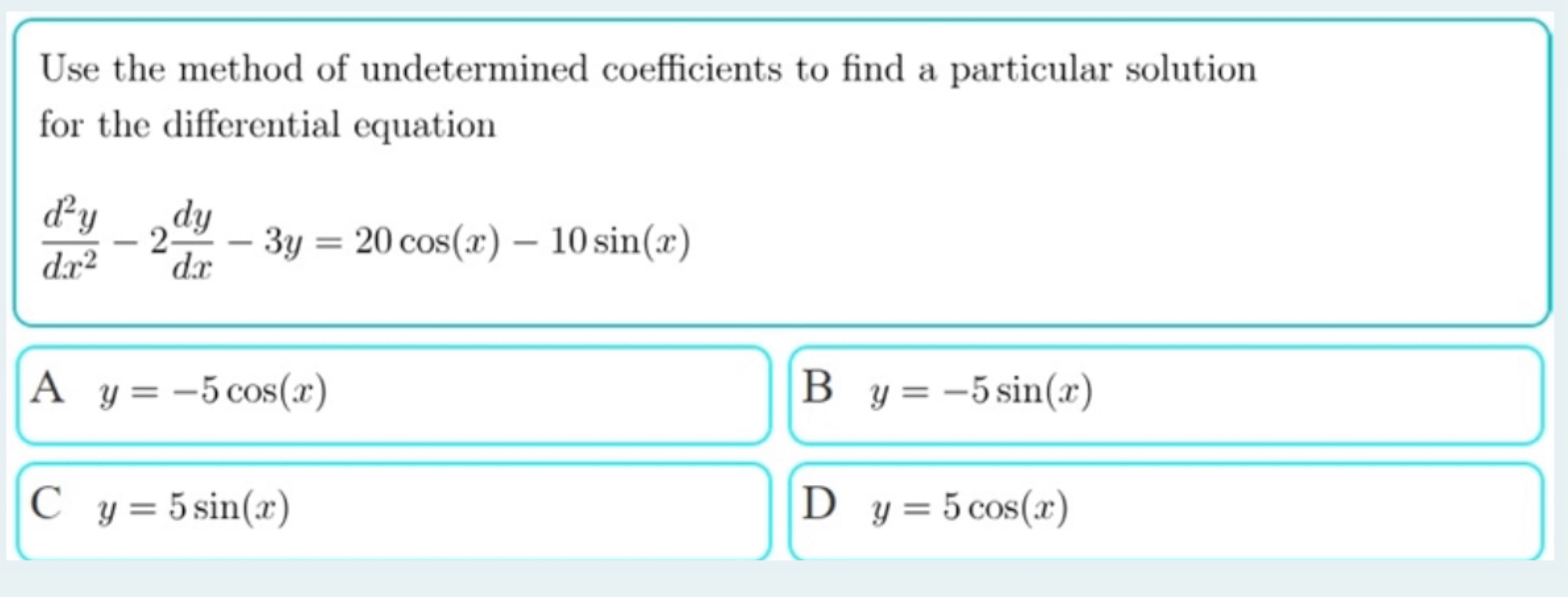 Use the method of undetermined coefficients to find a | Chegg.com