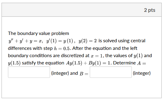 Solved The boundary value problem is solved using central | Chegg.com