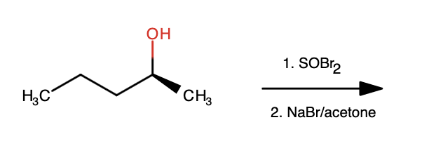 Solved он 1. SOBr2 Н4С сн. 2. NaBr/acetone | Chegg.com