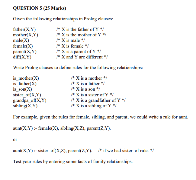 Solved QUESTION 5 (25 Marks) Given the following | Chegg.com