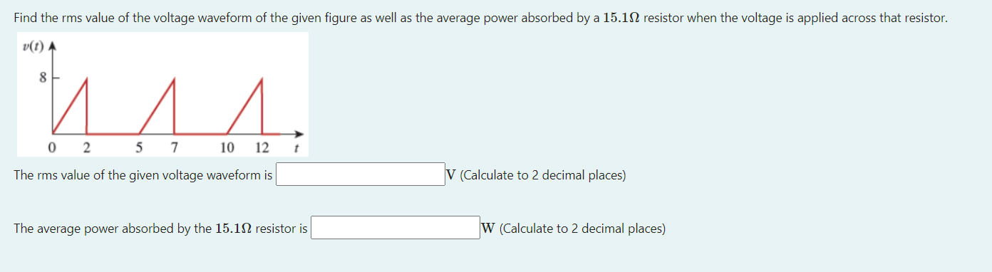 Solved Find the rms value of the voltage waveform of the | Chegg.com