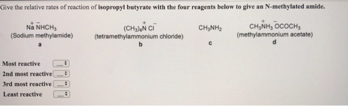 Solved Give the relative rates of reaction of isopropyl | Chegg.com