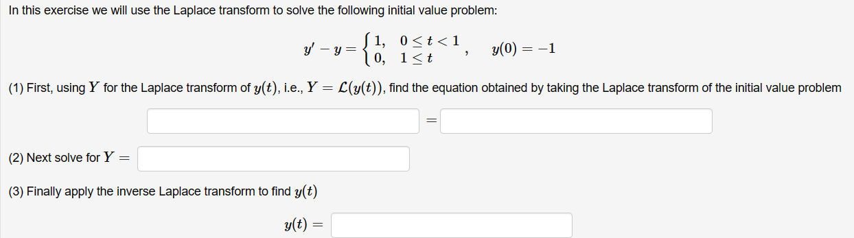 Solved In this exercise we will use the Laplace transform to | Chegg.com