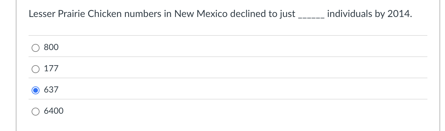 Solved Lesser Prairie Chicken numbers in New Mexico declined | Chegg.com