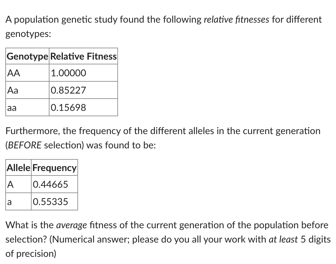 Solved A population genetic study found the following | Chegg.com