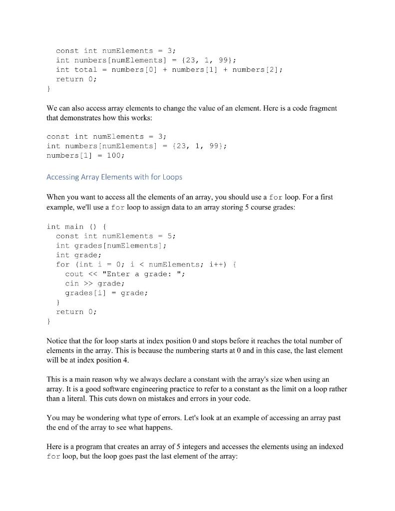 Solved Arrays In the last chapter we learned about one type | Chegg.com