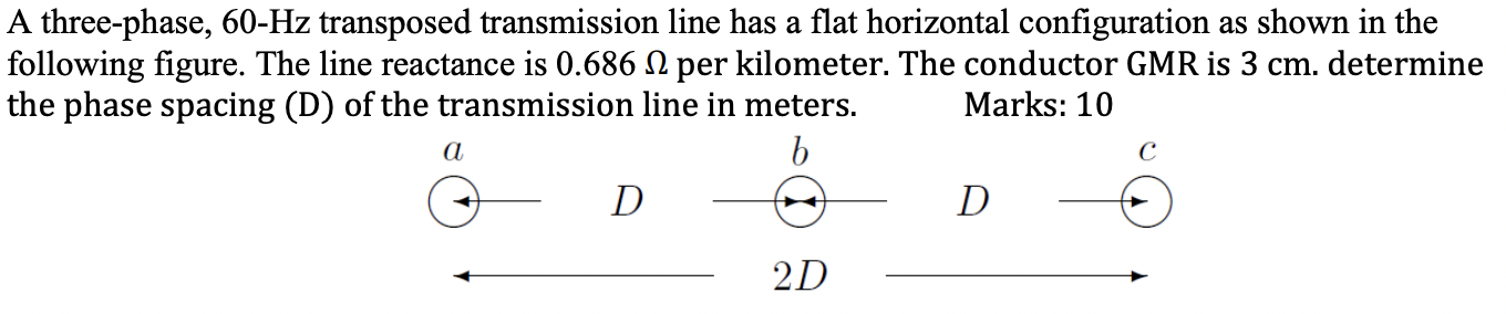 Solved A three-phase, 60−Hz transposed transmission line has | Chegg.com