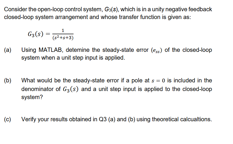 Solved Consider the open-loop control system, G3(s), which | Chegg.com
