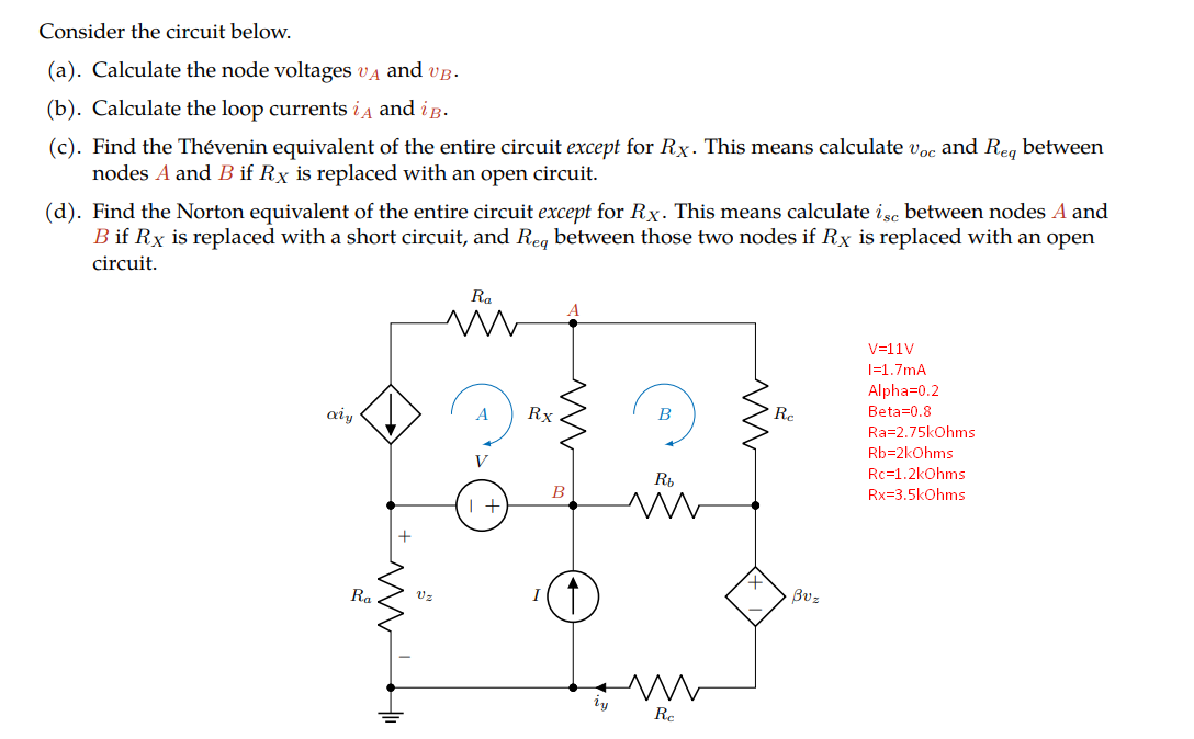 Solved Consider the circuit below. (a). Calculate the node | Chegg.com