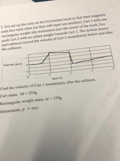 Solved 2. You set up the carts on the frictionless track so | Chegg.com
