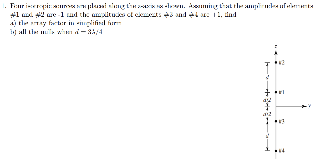 Solved 1 Four Isotropic Sources Are Placed Along The Z Axis 