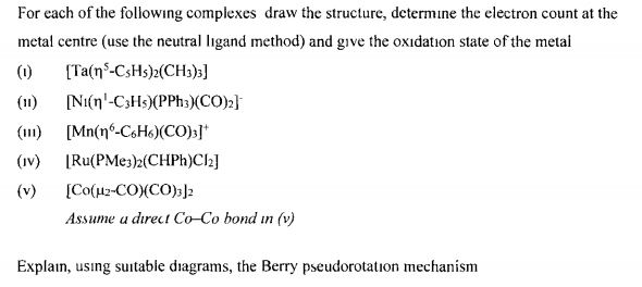 Solved For each of the following complexes draw the | Chegg.com