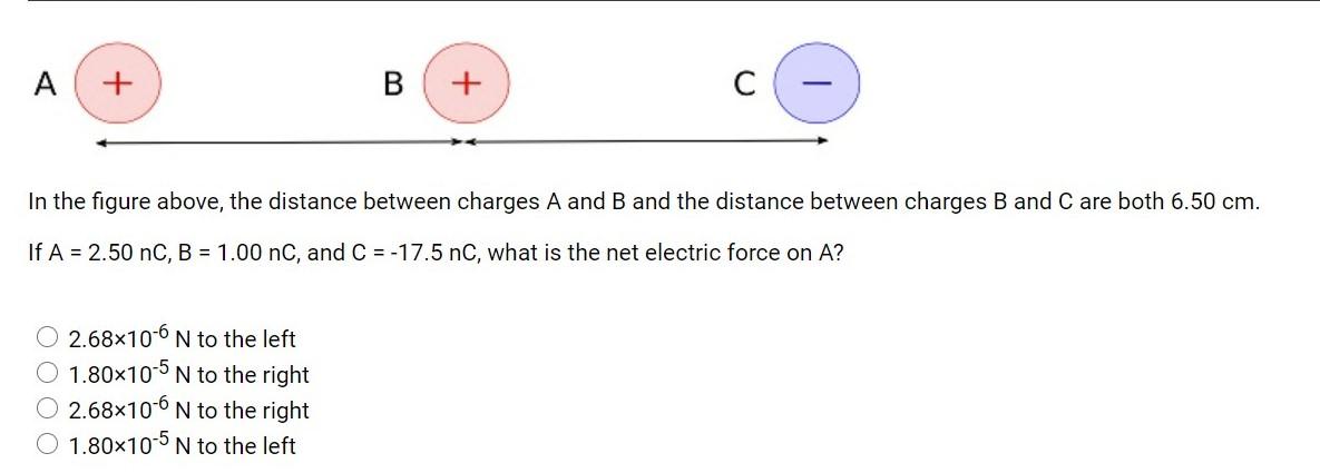 Solved A + B + с In the figure above, the distance between | Chegg.com