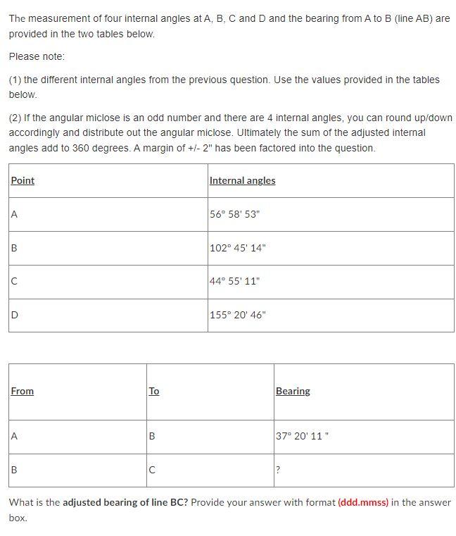 [Solved]: The measurement of four internal angles at ( m