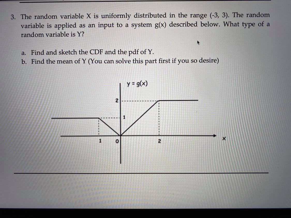 Solved 3. The random variable X is uniformly distributed in | Chegg.com