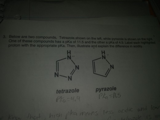 Solved 3. Below are two compounds, Tetrazole shown on the | Chegg.com