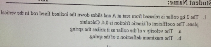 Solved The 2 kg collar is released from rest at A and slides | Chegg.com