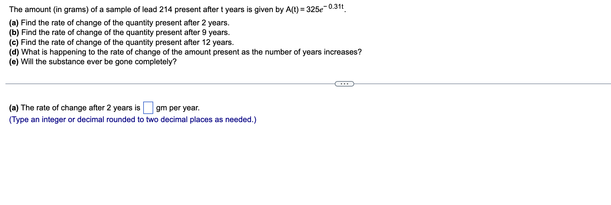 Solved The amount (in grams) of a sample of lead 214 present | Chegg.com