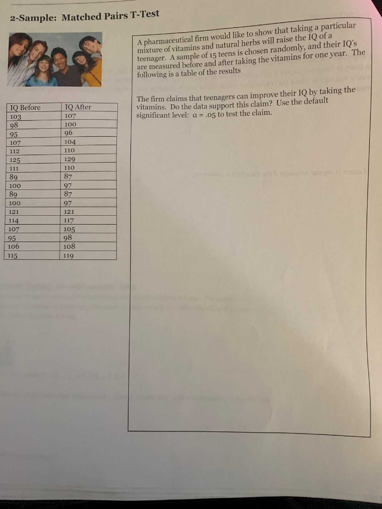 Solved 2-Sample: Matched Pairs T-Test A pharmaceutical firm | Chegg.com