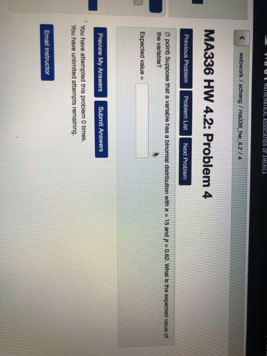 Solved Ma336 Hw 42 Problem 4 Previous Problemproblem Lit 0608