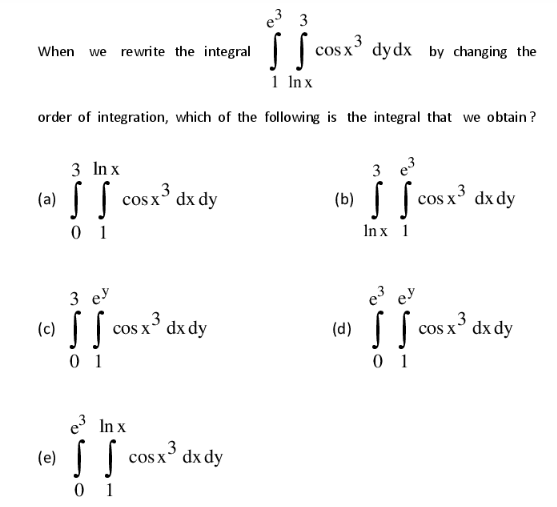 Solved e33 3 cos X dy dx by changing the When we rewrite the | Chegg.com