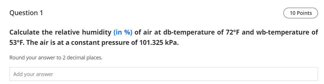 Solved Calculate the relative humidity (in \%) of air at | Chegg.com