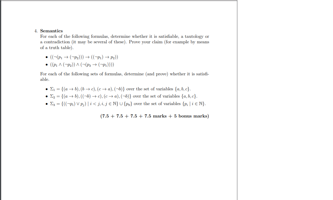 Solved 4. Semantics For each of the following formulas, | Chegg.com