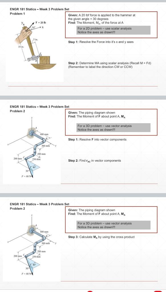 Solved ENGR 181 Statics - Week 3 Problem Set Problem 1 | Chegg.com
