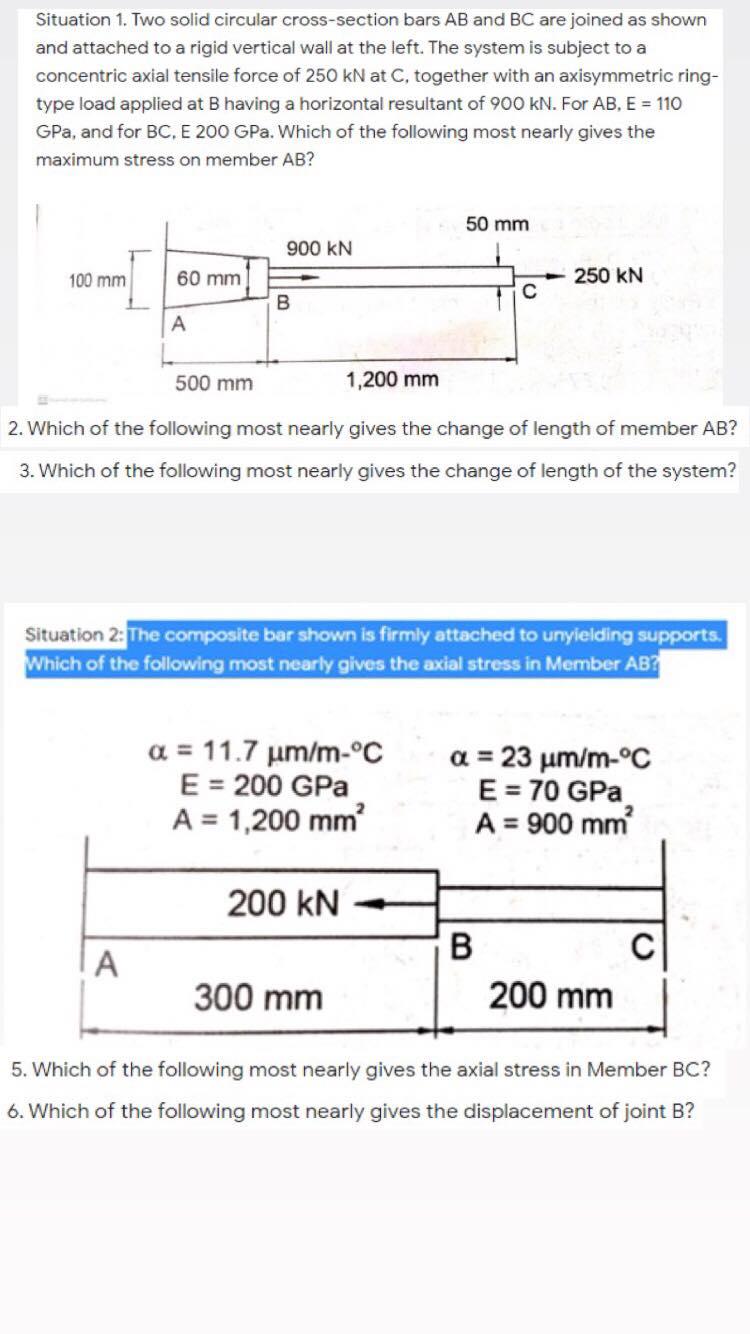 Solved Situation 1. Two solid circular cross-section bars AB | Chegg.com