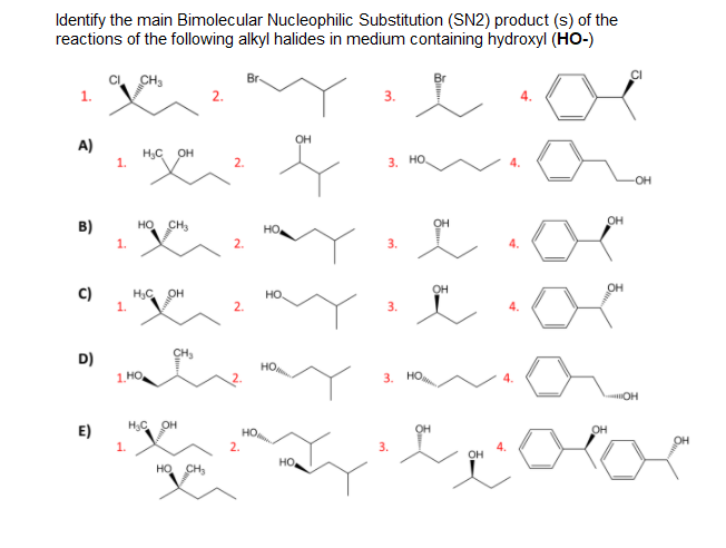 Solved Identify the main Bimolecular Nucleophilic | Chegg.com