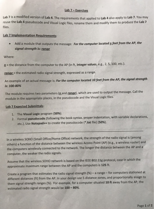 Lab 7 is a modified version of Lab 4. The | Chegg.com