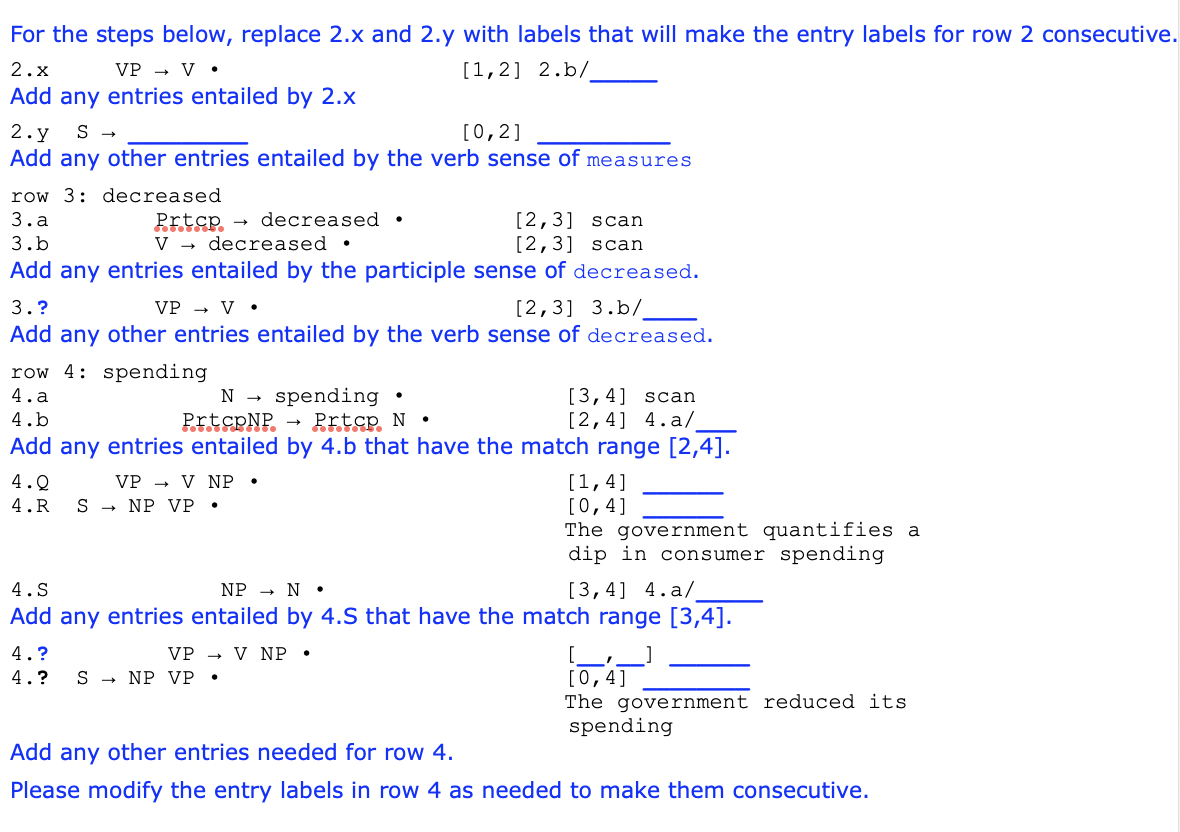 measures Complete the chart parse using the set of | Chegg.com