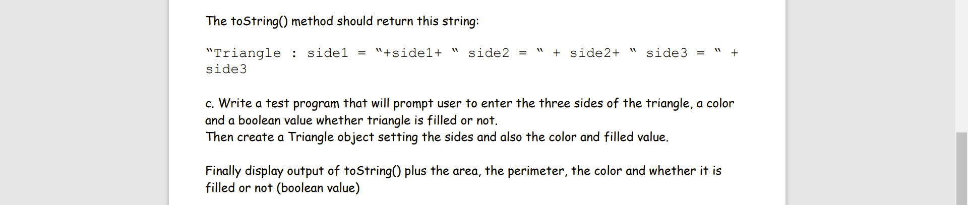 Solved a. Using UML notation, design a class called Triangle | Chegg.com