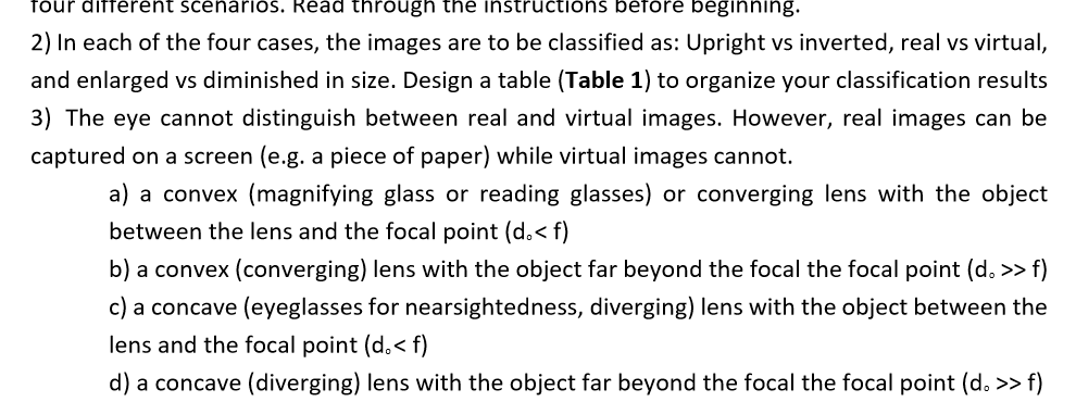 Solved In the following situations how will the image be | Chegg.com