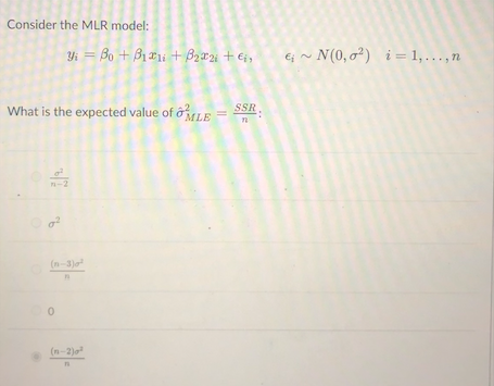 Solved Consider the MLR model: | Chegg.com