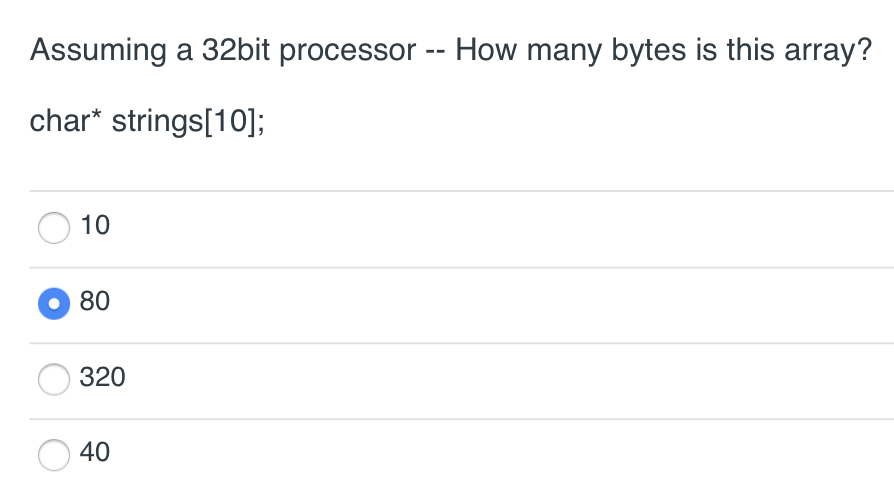 Solved Assuming a 32bit processor -- How many bytes is this | Chegg.com